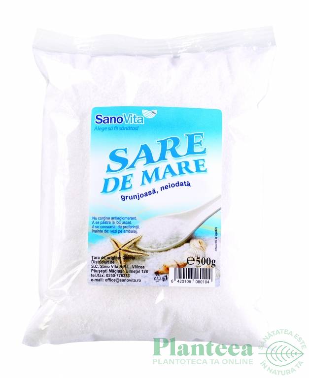 Sare mare fina neiodata 500g - Sanovita, pret 4,5 lei - Planteea