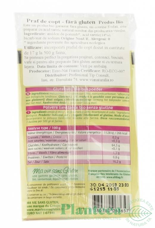 Praf copt amidon porumb eco 3x17g - Ma vie sans gluten, pret 7,0 lei ...