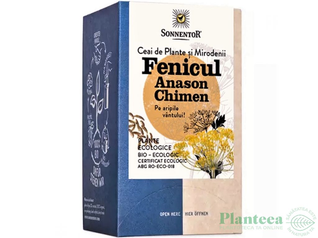 Ceai fenicul anason chimen eco 18dz - Sonnentor, pret 20,8 lei - Planteea