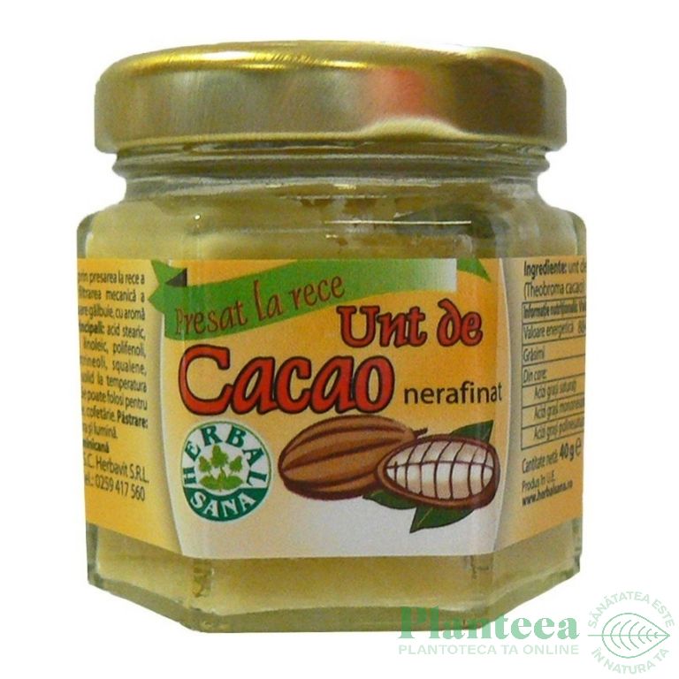 Unt cacao crud nerafinat 100g - Herbal sana, pret 18,2 lei - Planteea