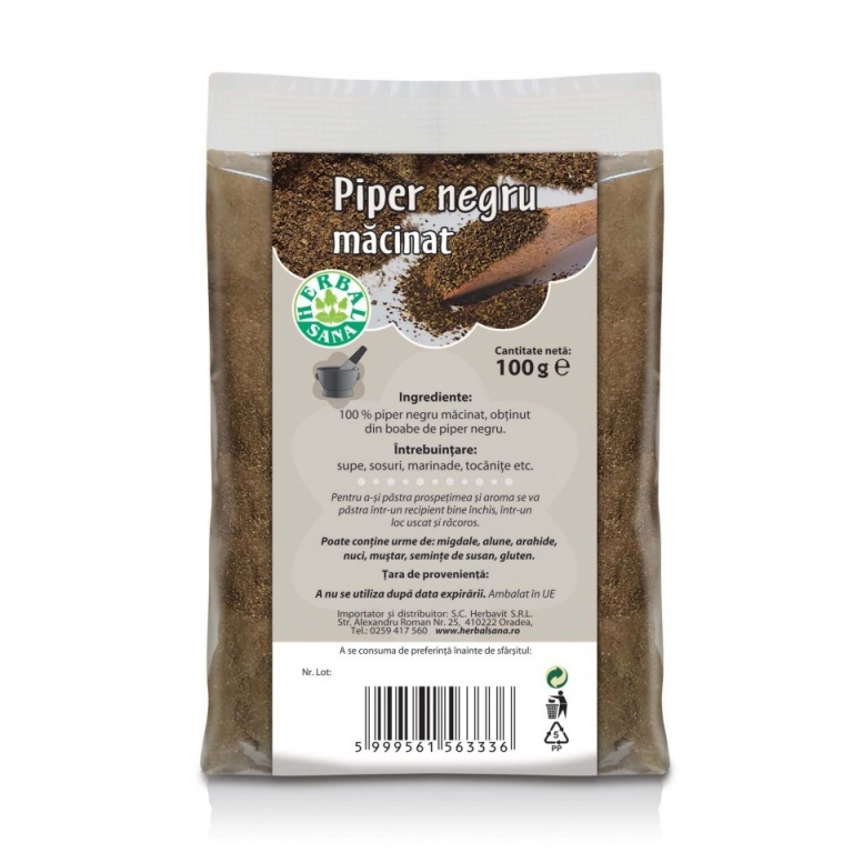 Condiment piper negru macinat 100g - Herbal sana, pret 6,0 lei - Planteea