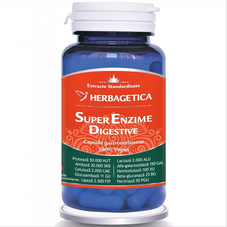 Super enzime digestive 60cps - Herbagetica, pret 78,2 lei - Planteea